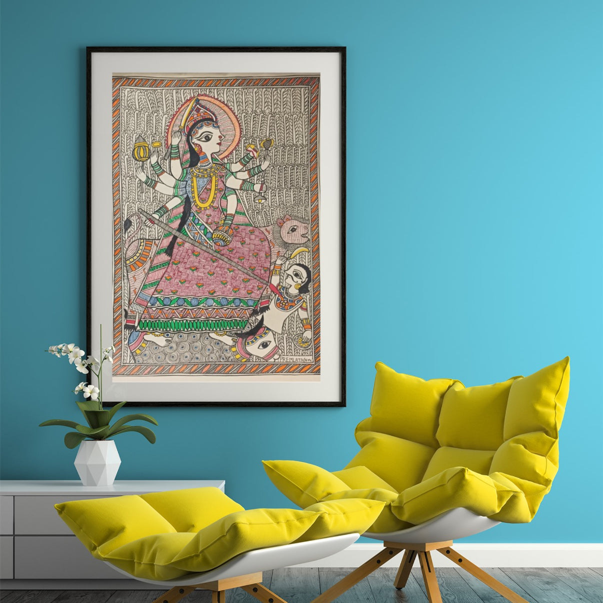 Maa Durga Poster | Traditional Madhubani Painting for Home & Spiritual ...